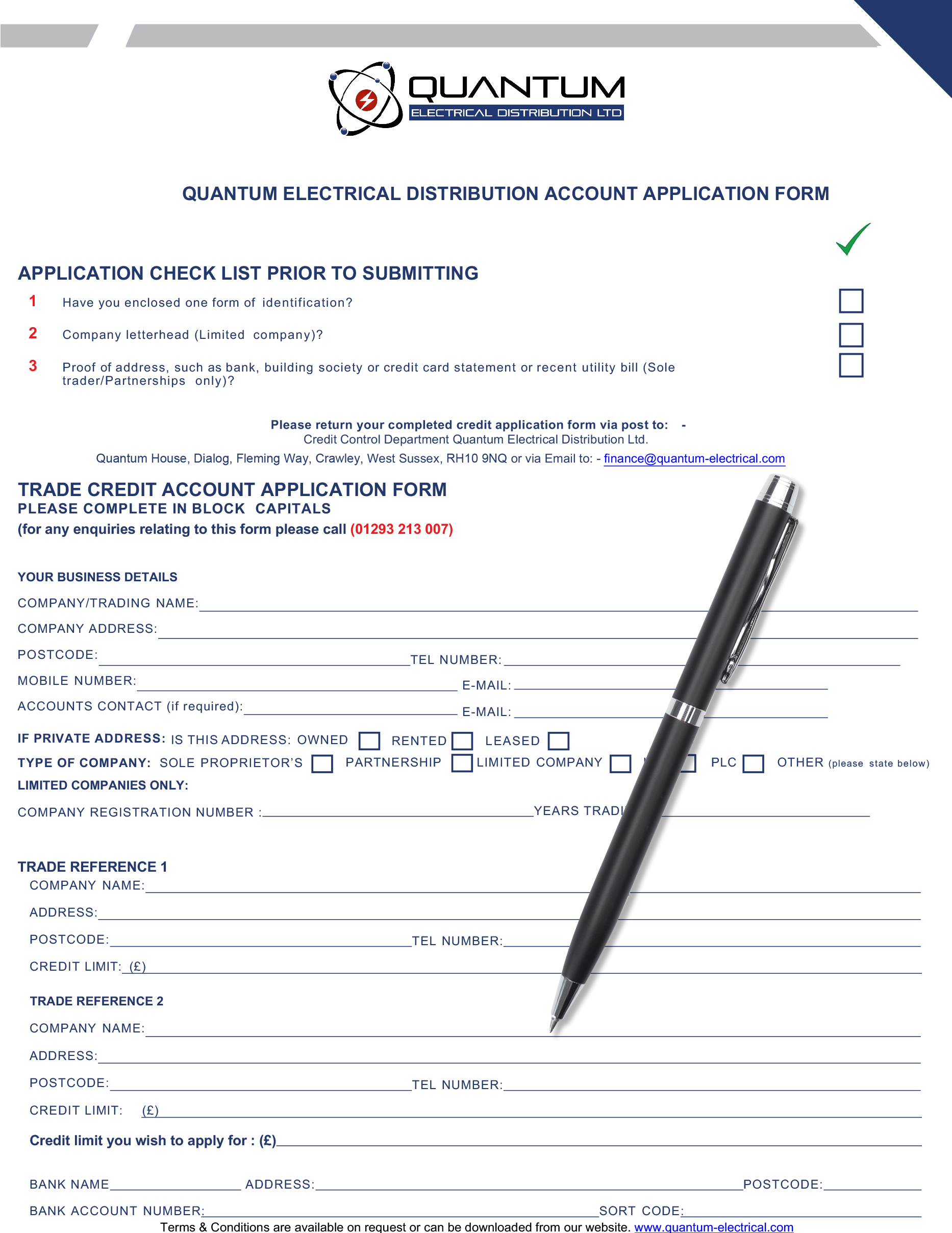 Online Account Form – Quantum Electrical Distribution